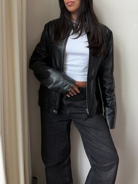 Vintage | Jackets & Coats | Vintage Sly Co Black Moto Leather Jacket ...